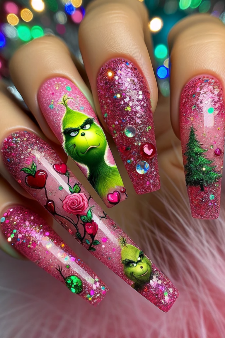 33 Grinch Nails-Steal the Festive Spirit