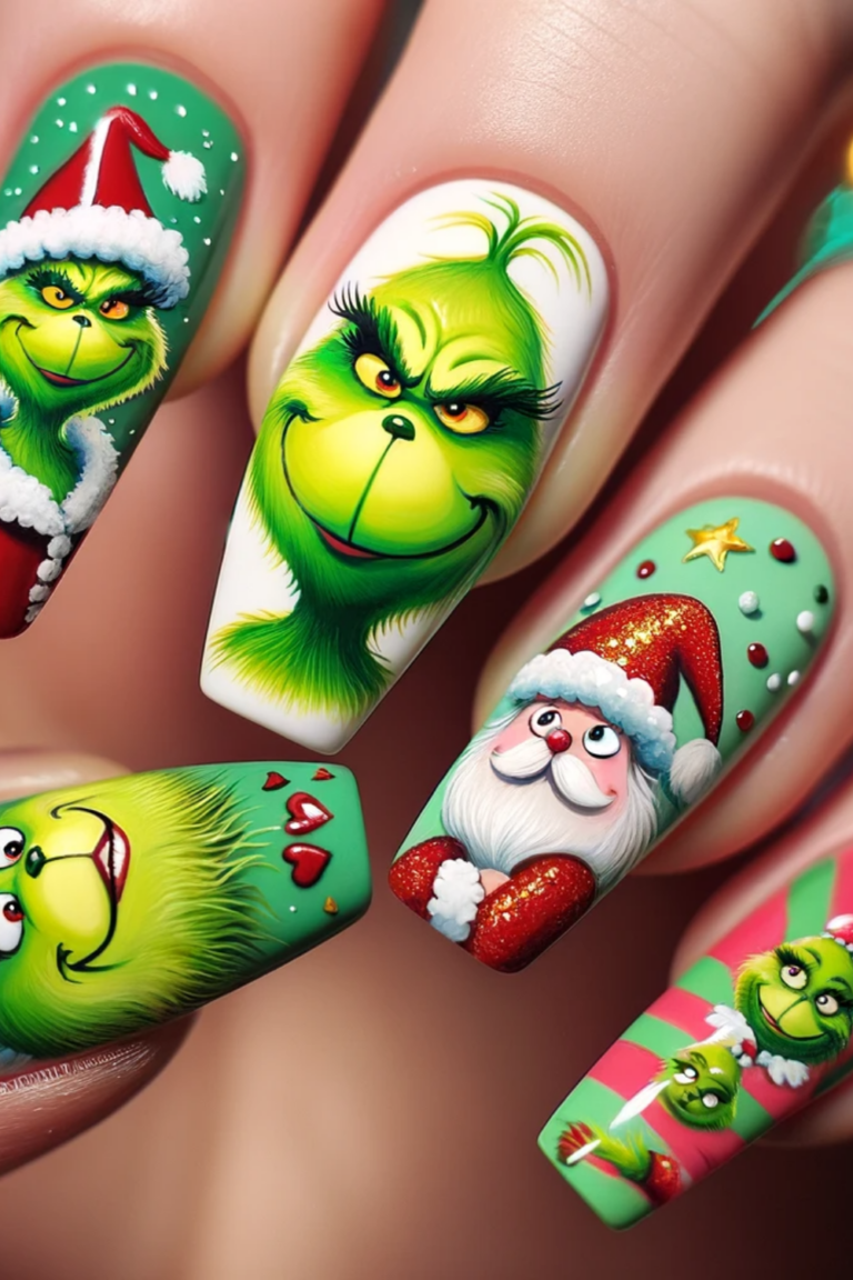 33 Grinch Nails-Steal the Festive Spirit