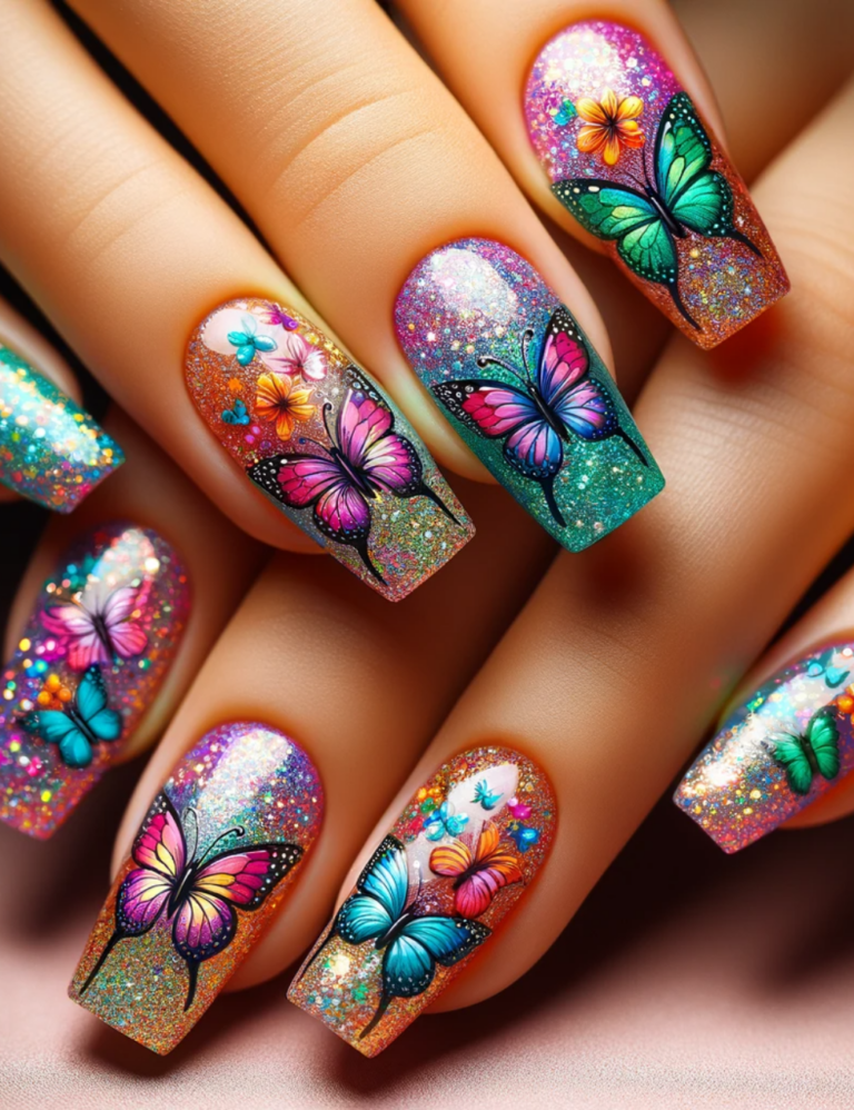 47 Butterfly Nails That'll Have Your Heart Fluttering