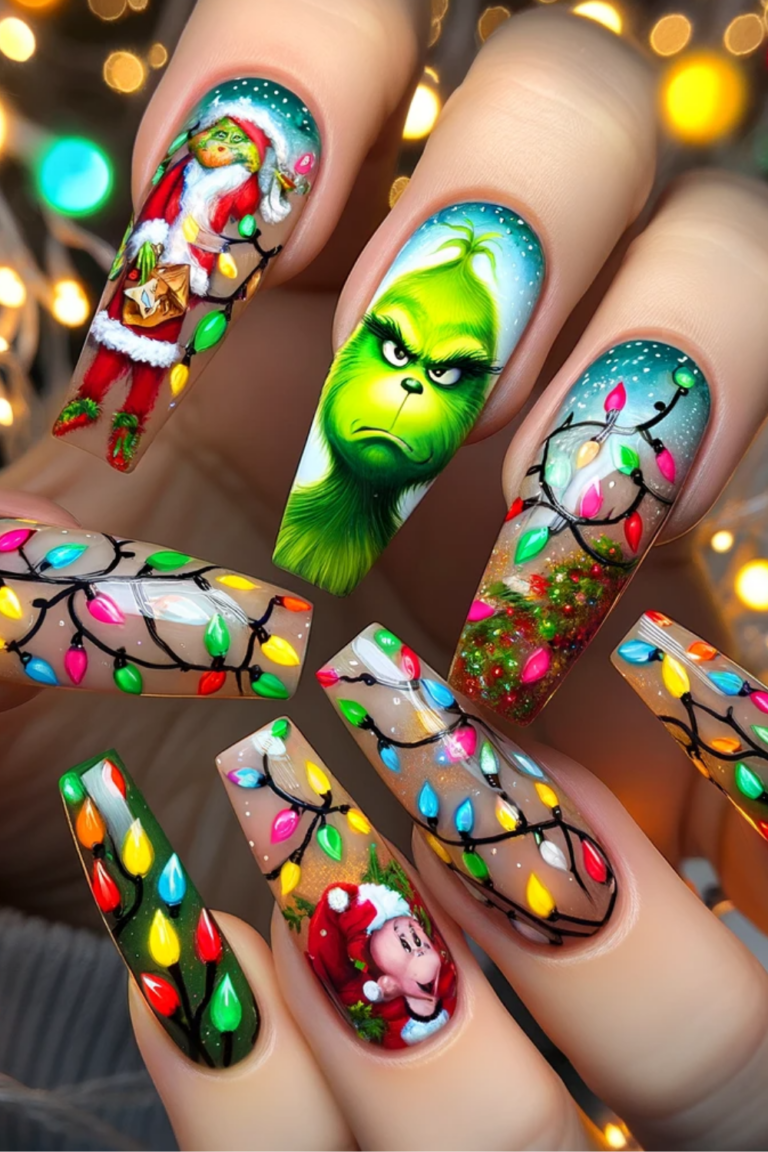33 Grinch Nails-Steal the Festive Spirit